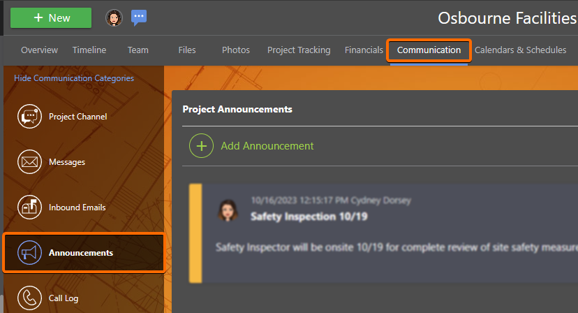 Create a Project Announcement