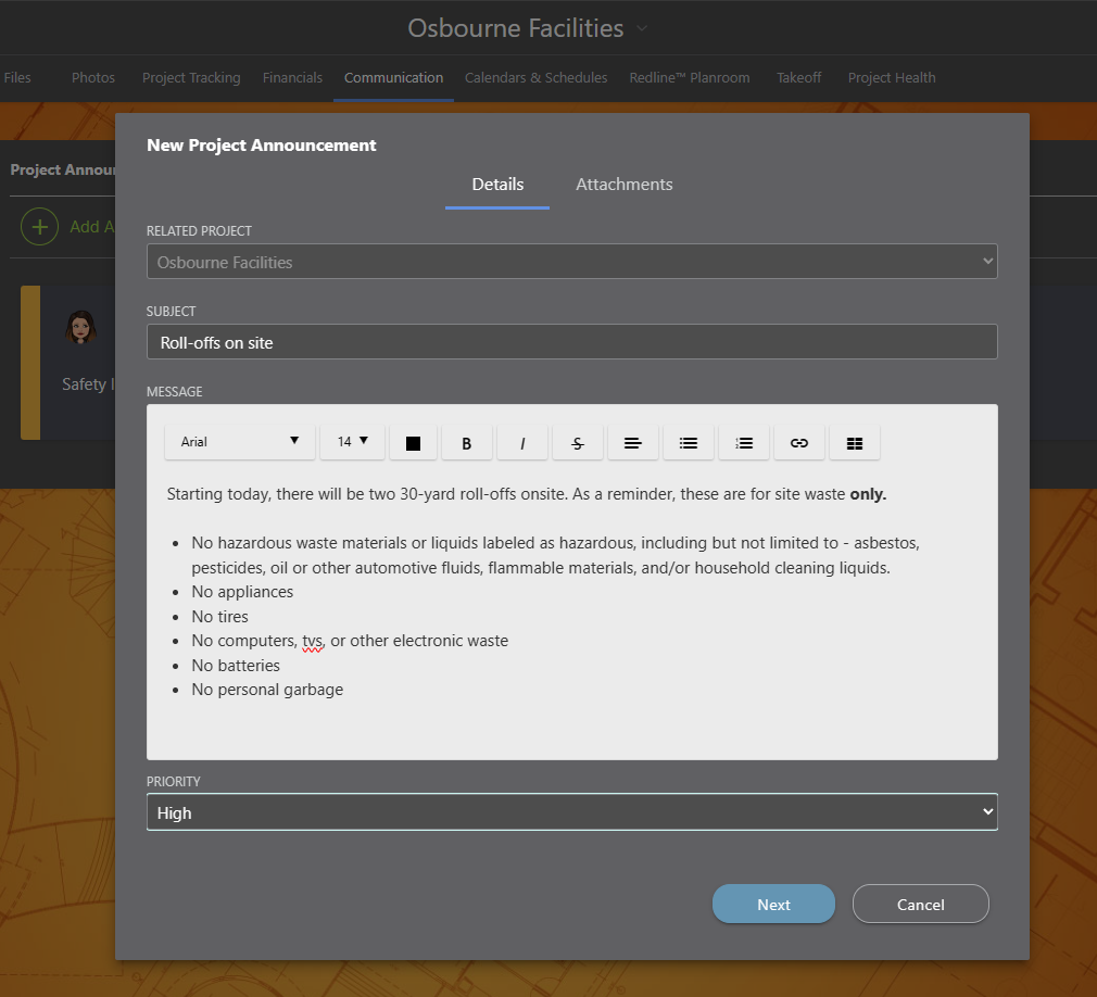 Create a Project Announcement