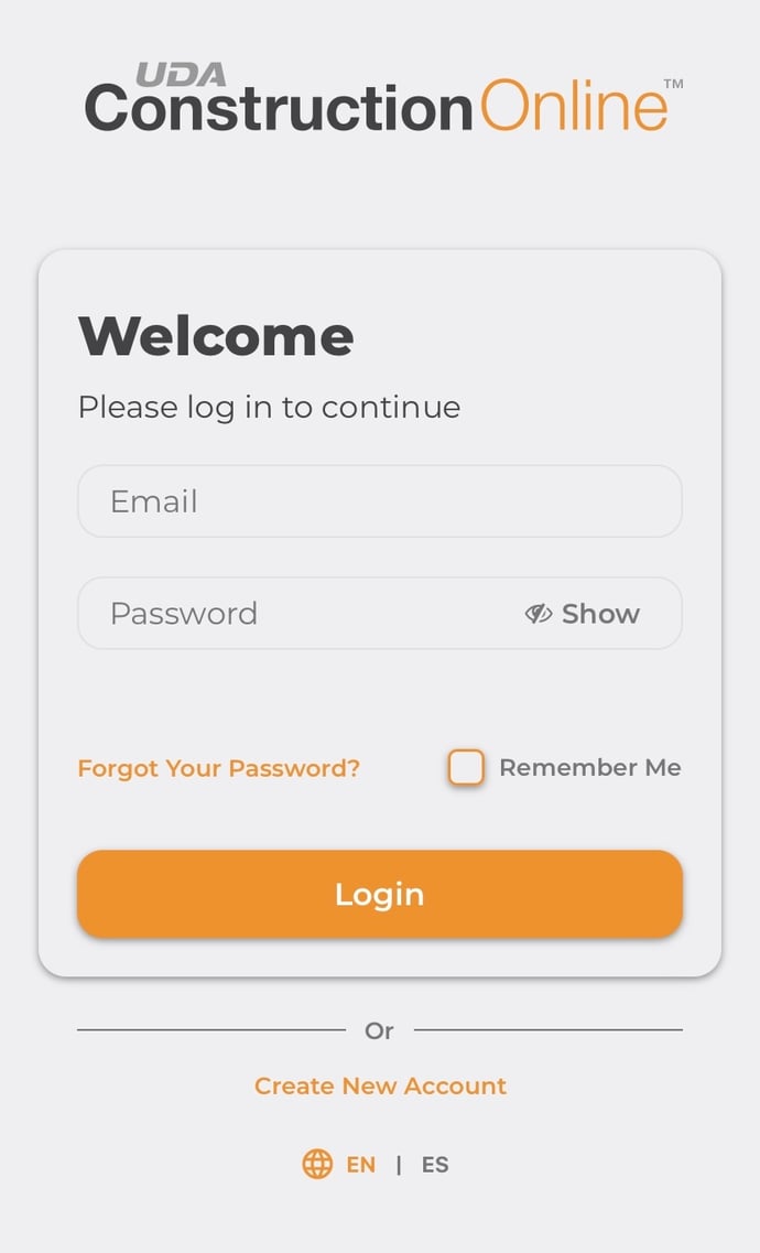Login to the ConstructionOnline™ Mobile App
