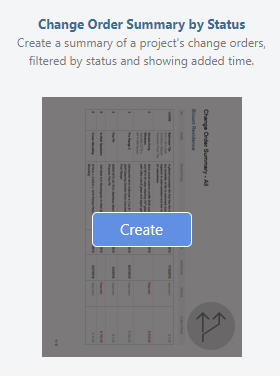 Create a Change Order Summary by Status