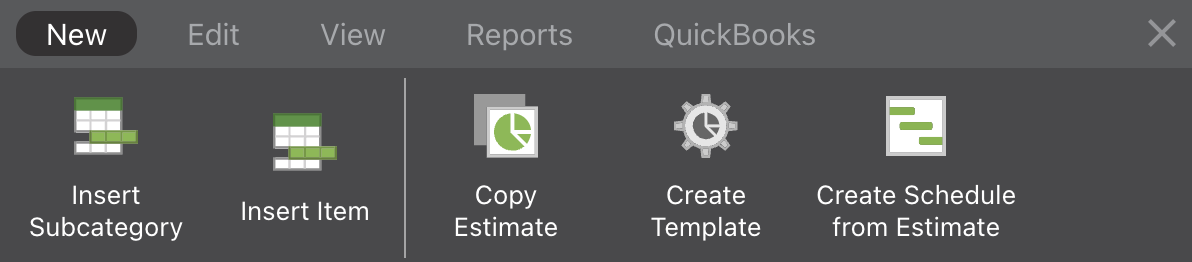 Show/Hide the Estimating Toolbar