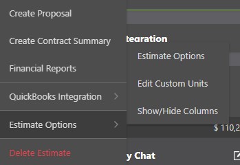 Manage Estimate Settings