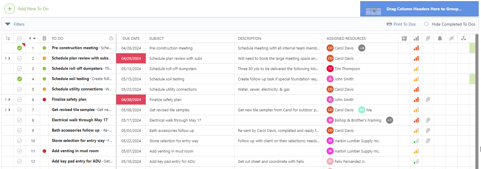 Managing To Dos via Group By View