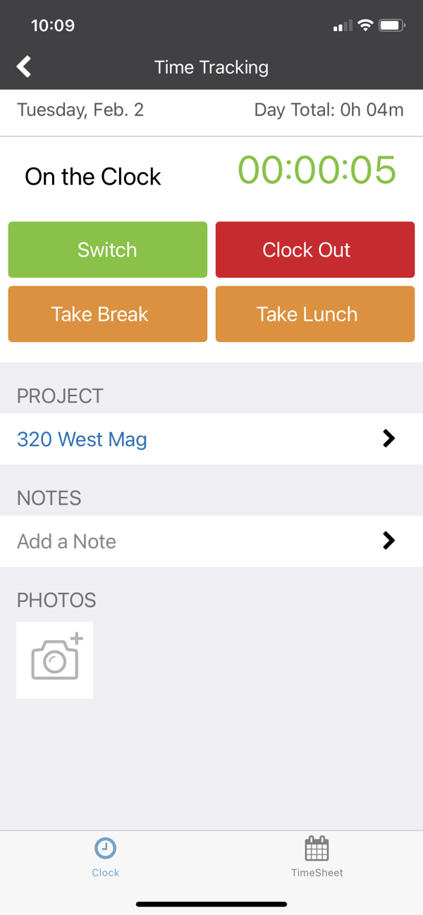Clock In Using Time Tracking