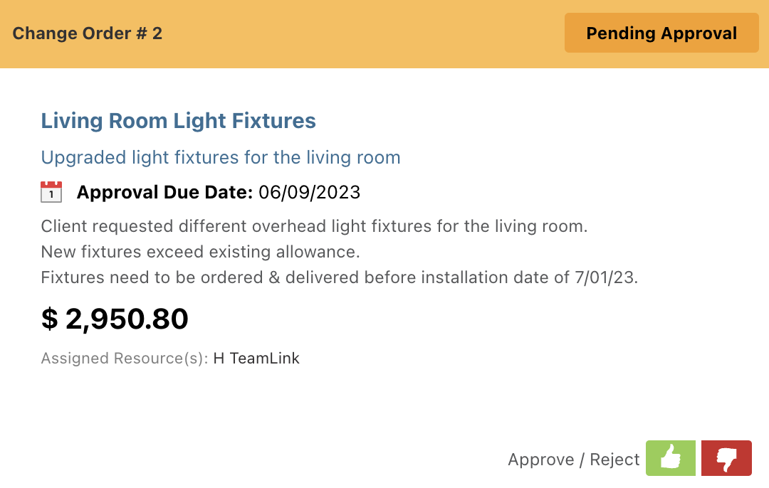 Approve a Change Order from the ClientLink™ Portal