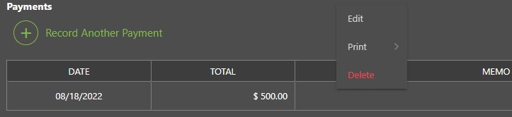 Edit an Invoice Payment
