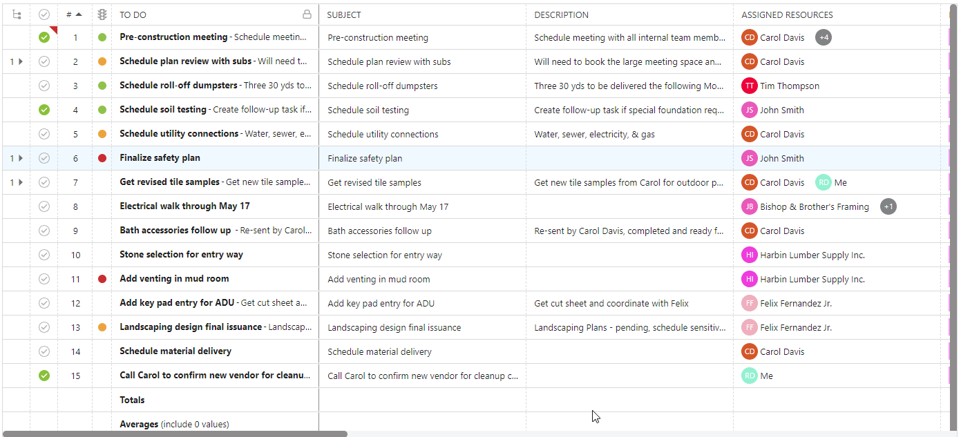 Managing To Dos via List View