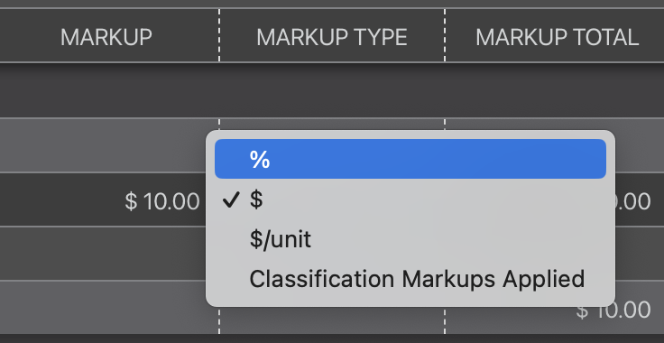 Set Markup for an Estimate Item