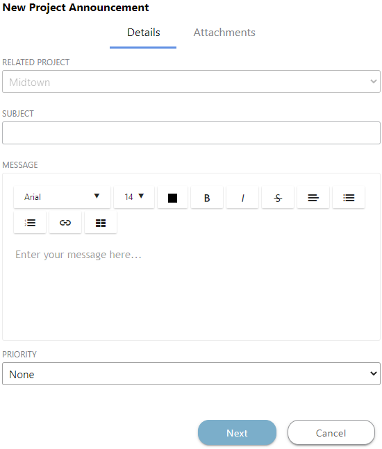 Create a Project Announcement